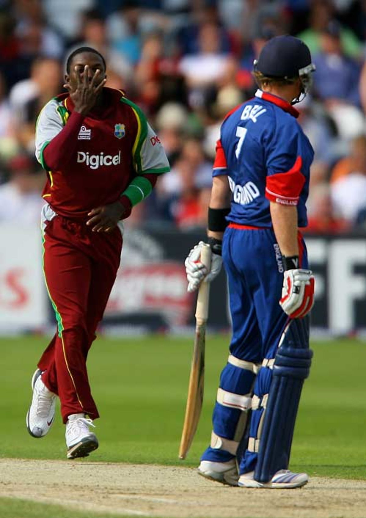 Fidel Edwards brings out his individual celebration as Ian Bell falls ...