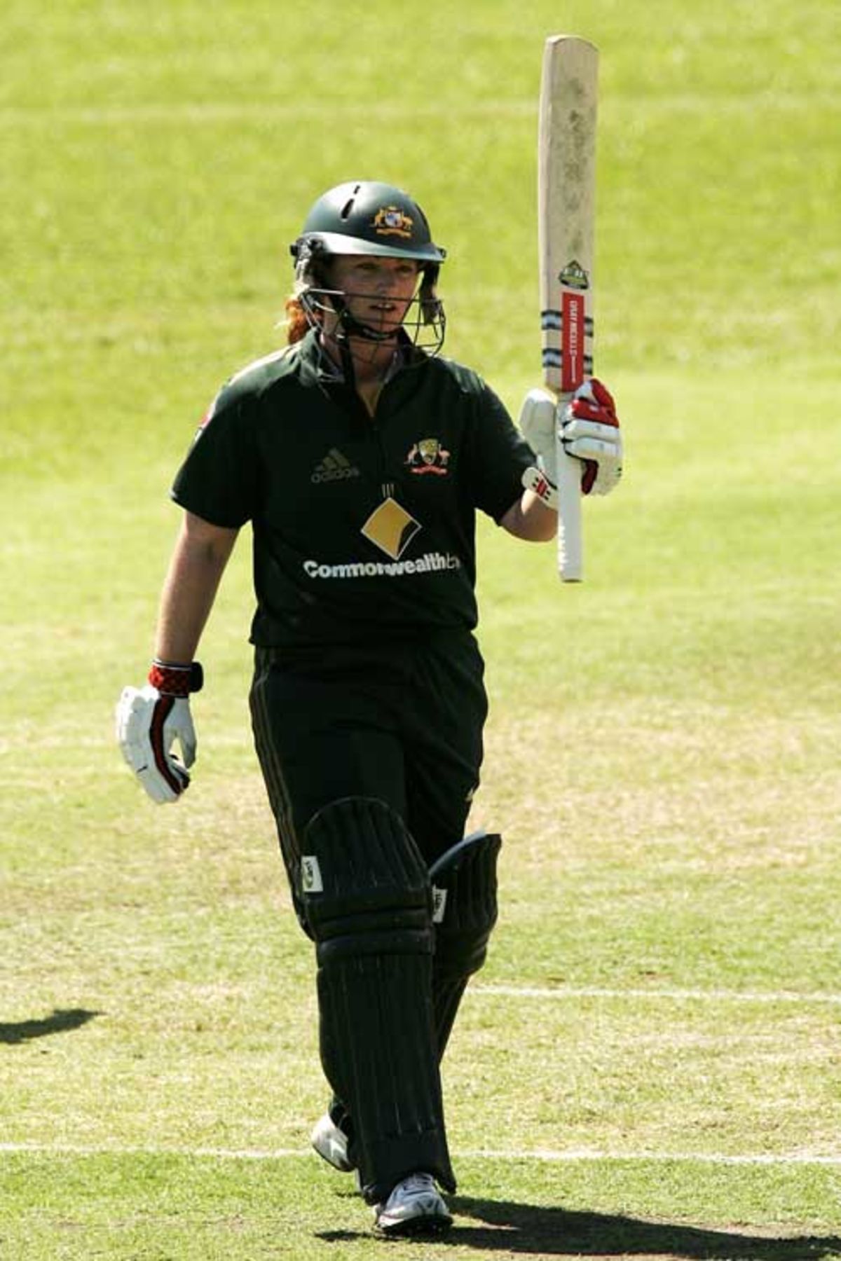 Karen Rolton drives through the off side en route to her unbeaten 81 ...