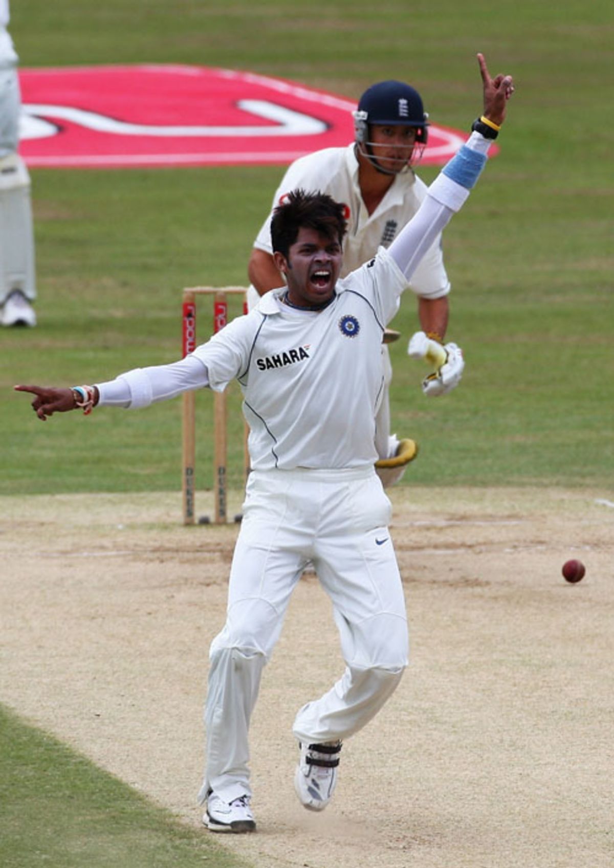 Sreesanth lets out a loud but unsuccessful appeal for the wicket of ...