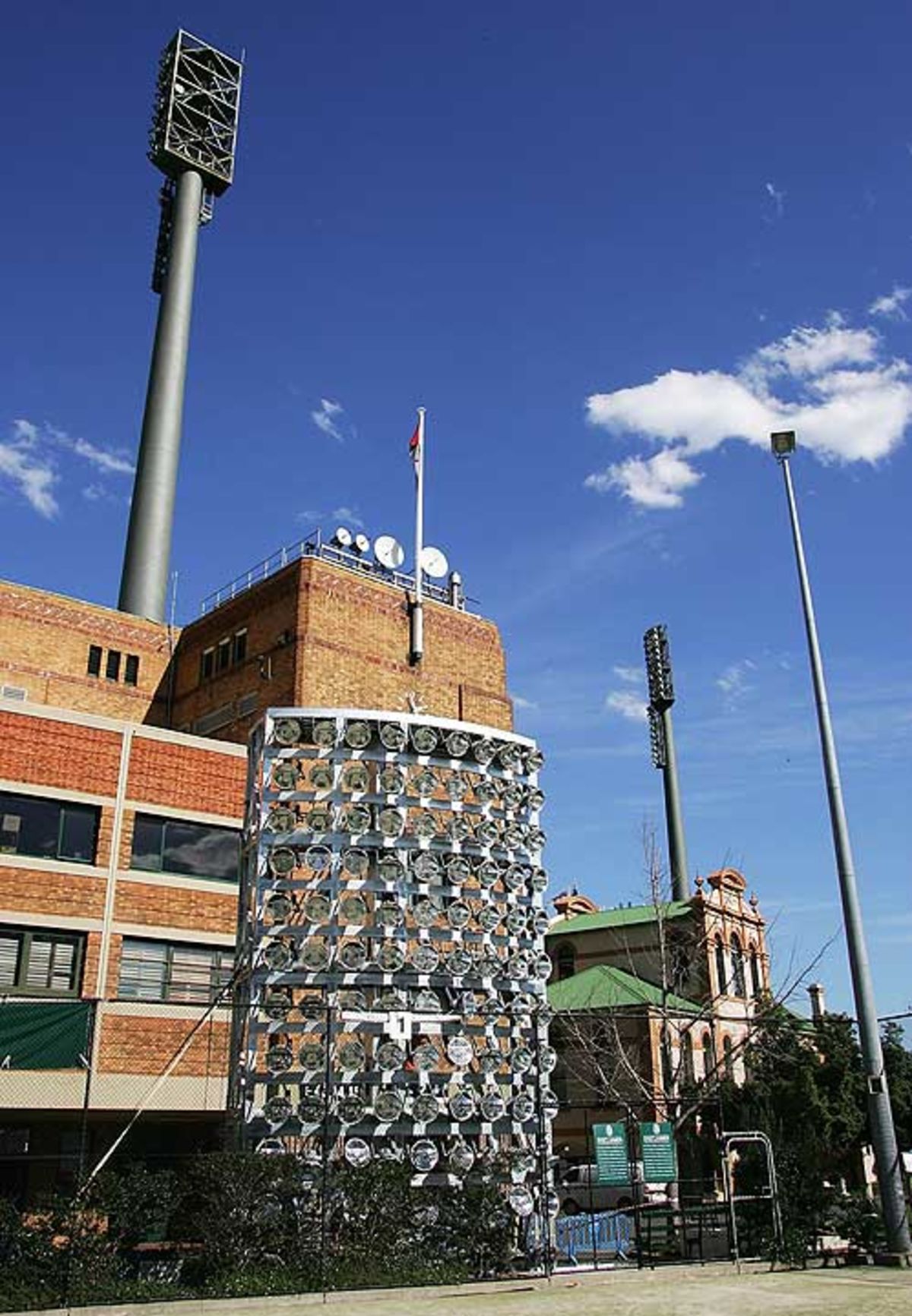 A new light tower awaits installation at the Sydney Cricket Ground ...
