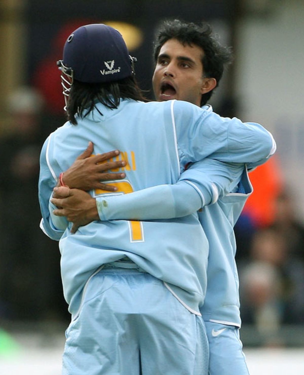 Mahendra Singh Dhoni and Sourav Ganguly celebrate the stumping of Matt ...