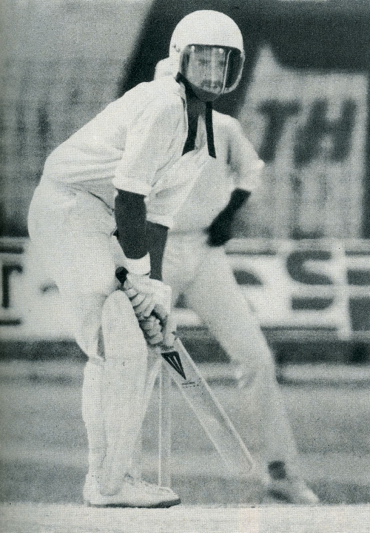 Graham Yallop takes guard in a helmet | ESPNcricinfo.com