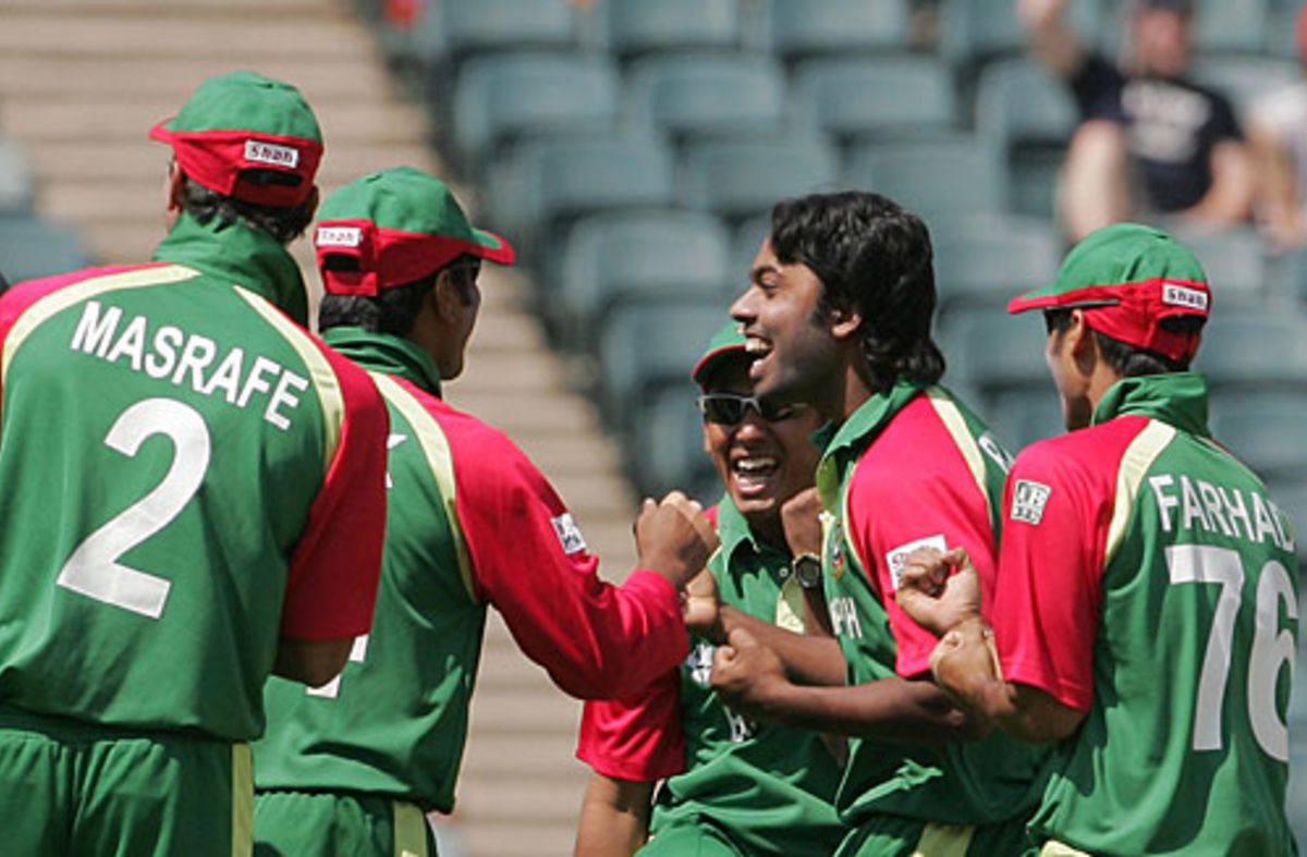 Bangladesh celebrate after Syed Rasel removed Chris Gayle off the third ...