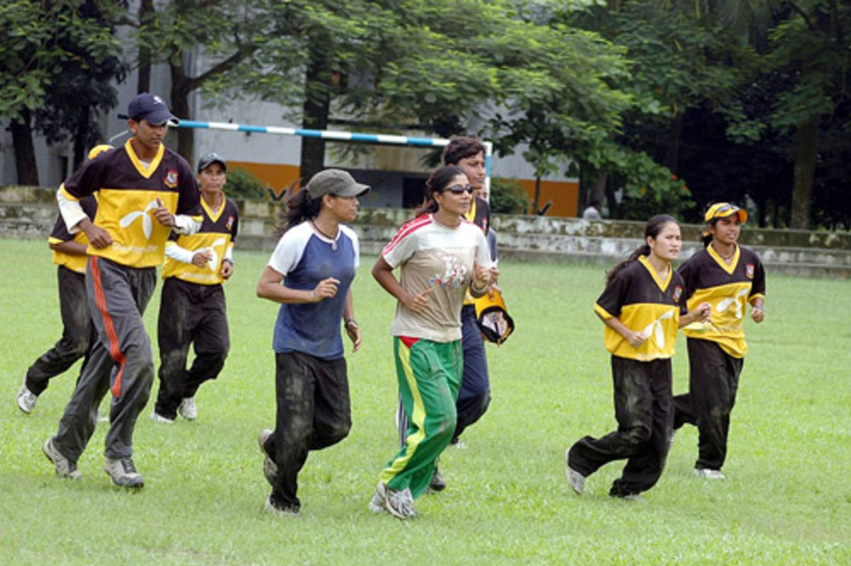 The Bangladesh women's squad during a warm-up session | ESPNcricinfo.com