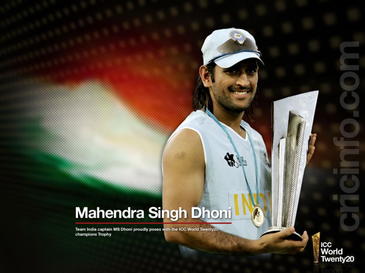 MS Dhoni poses with the T20 Trophy | ESPNcricinfo.com