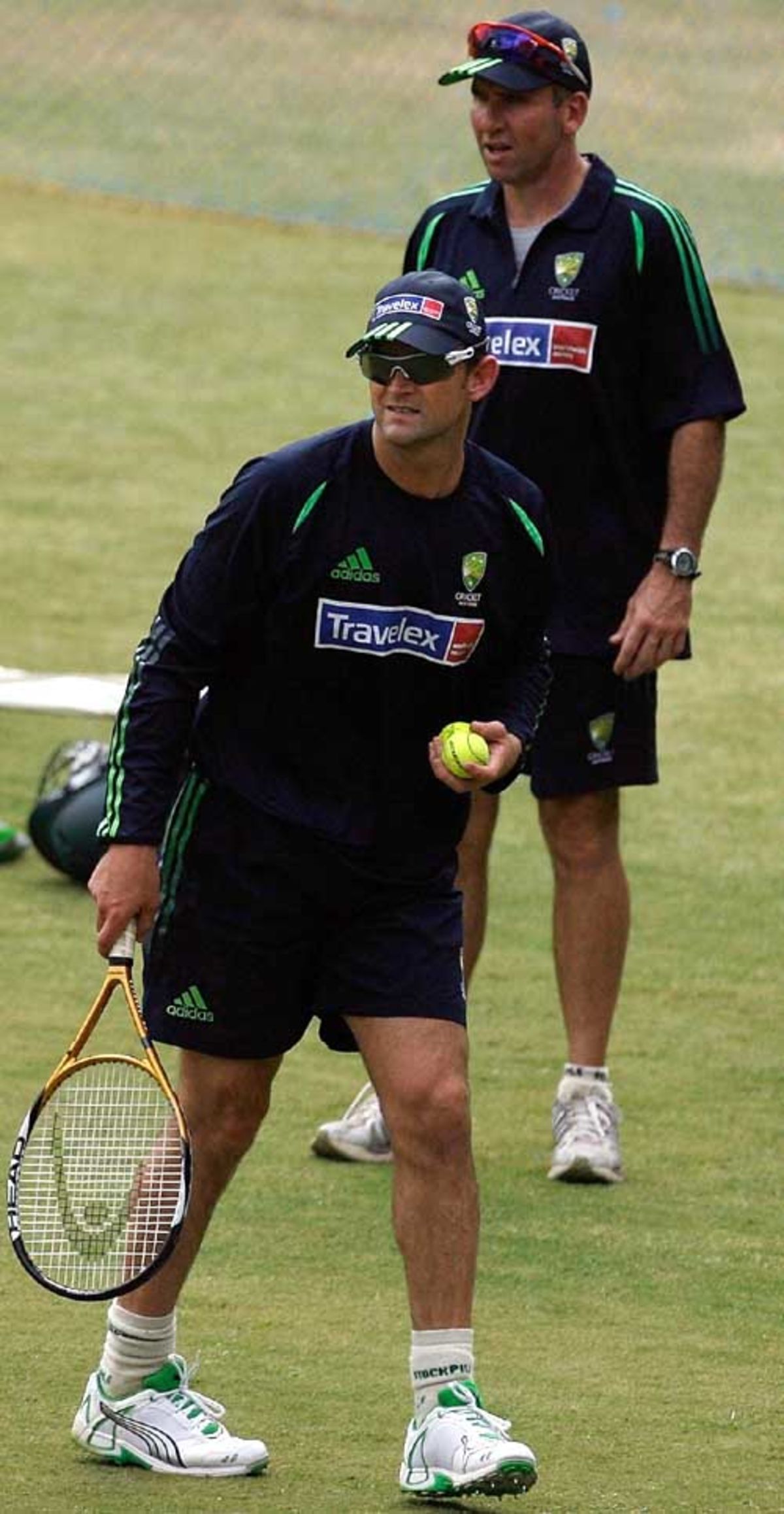 Ricky Ponting and Alex Kountouris look on as the Australian team ...