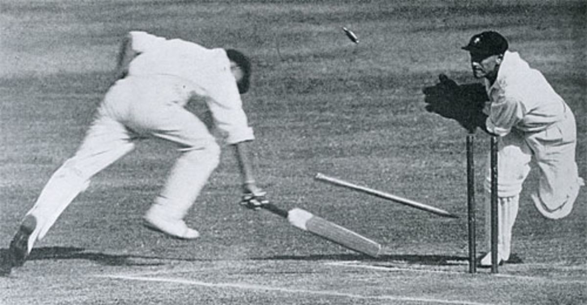 Wally Hammond and Bob Wyatt head off after winning the fifth Test ...
