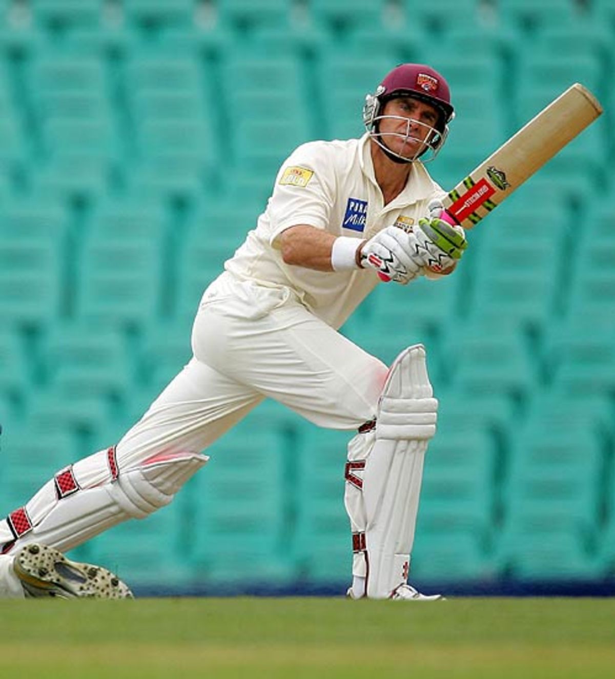 Matthew Hayden plays to the on side on his way to a century ...