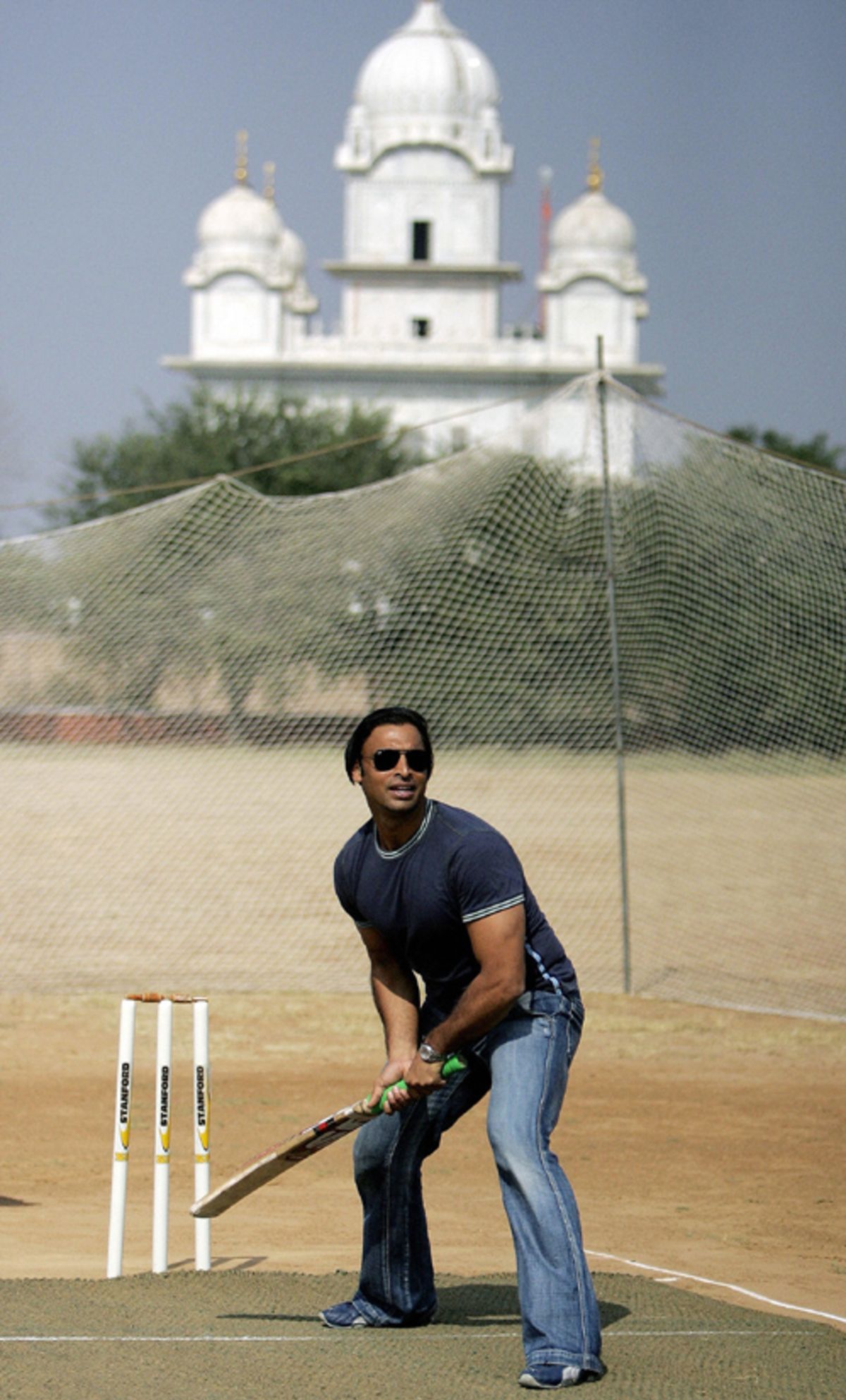 Shoaib Akhtar bats during a visit to the Scindia School | ESPNcricinfo.com