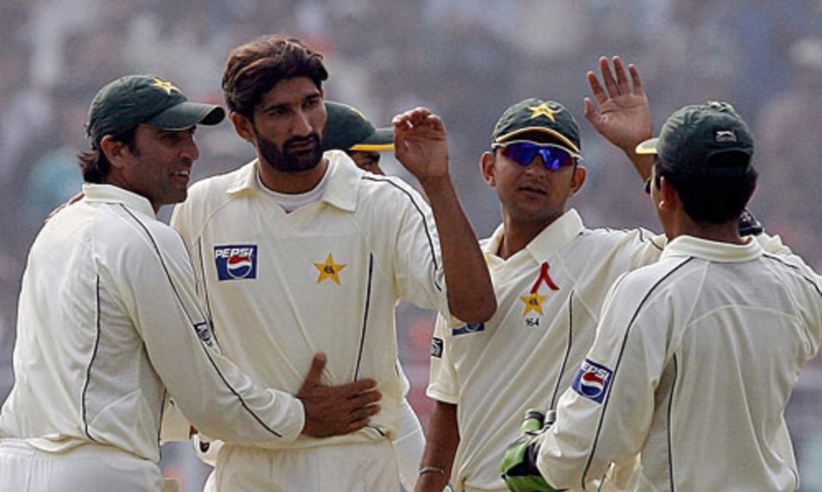 Matthew Hoggard is congratulated on the wicket of Jehan Mubarak ...