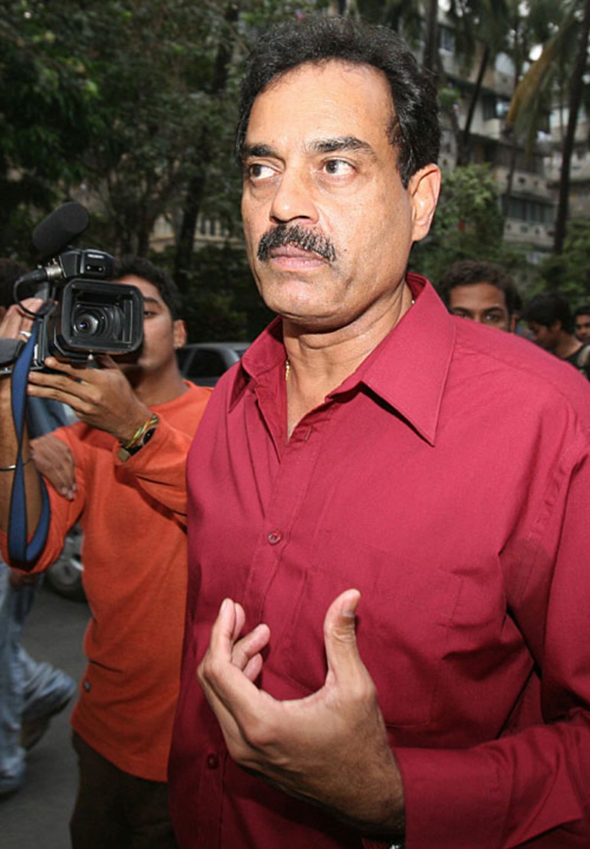 Dilip Vengsarkar is photographed outside the Wankhede Stadium ...