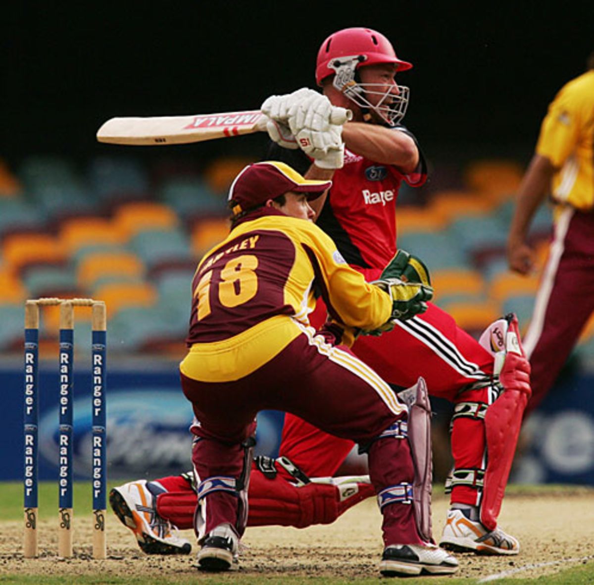 Shane Deitz walks back after being caught off James Hopes for 32 ...