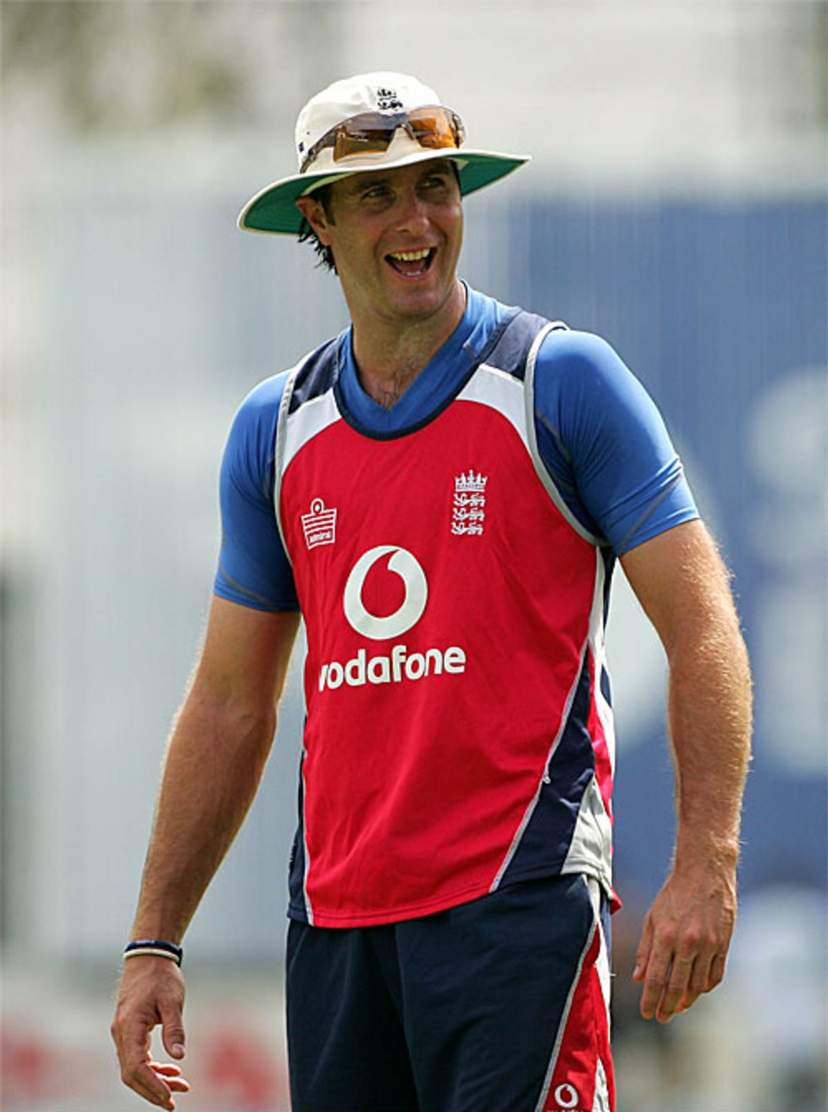 Who will it be? Michael Vaughan is flanked by Steve Harmison and Stuart ...