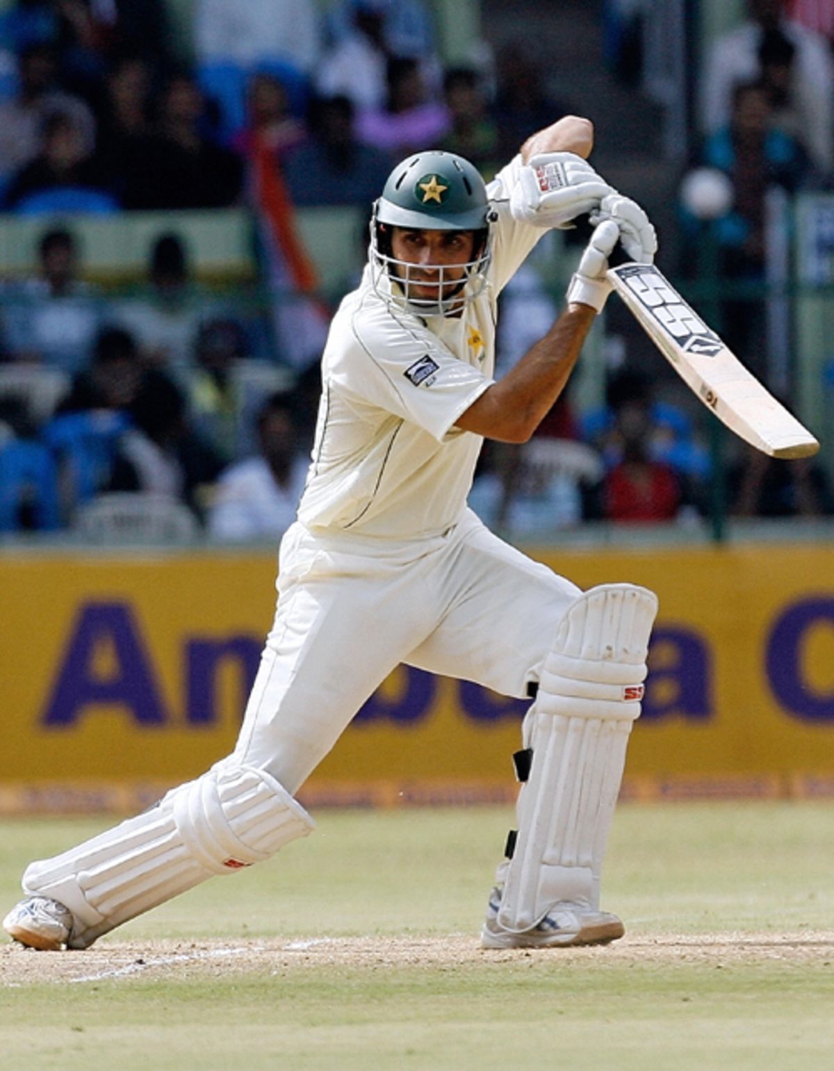 Misbah-ul-Haq smiles after refusing a single on the last ball before ...