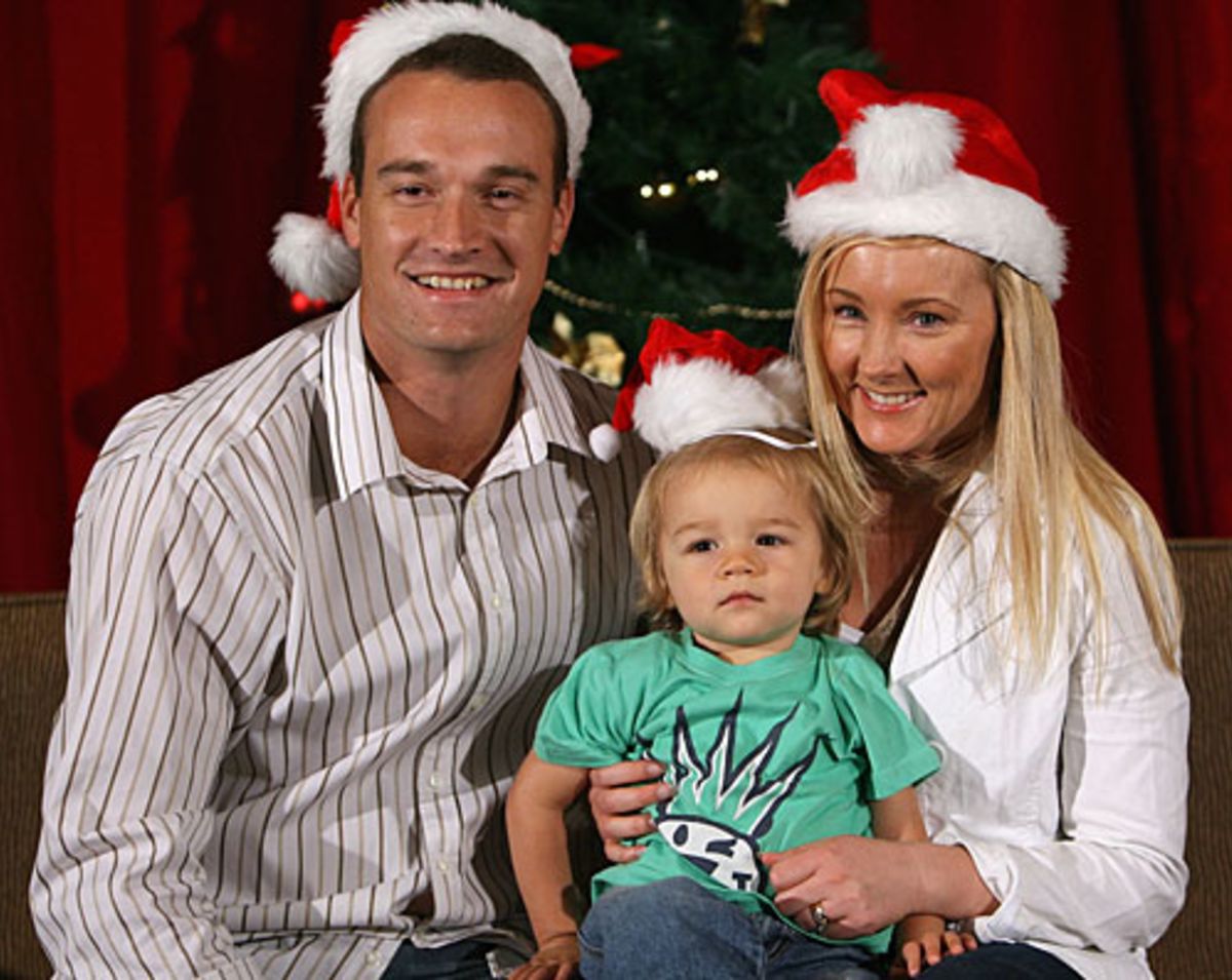 Stuart Clark with wife Michelle and son Lachlan at the Australian side ...