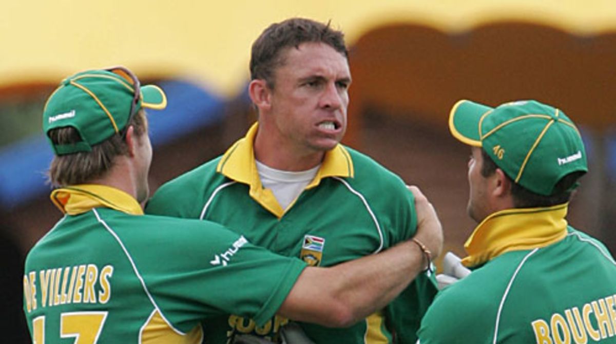 Andre Nel yells his delight after removing Marlon Samuels ...