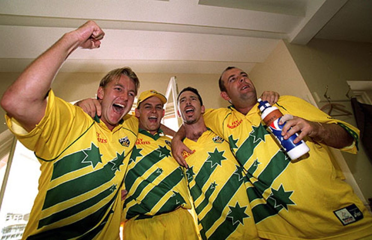 Darren Lehmann and Michael Bevan celebrate Australia's win in the final ...