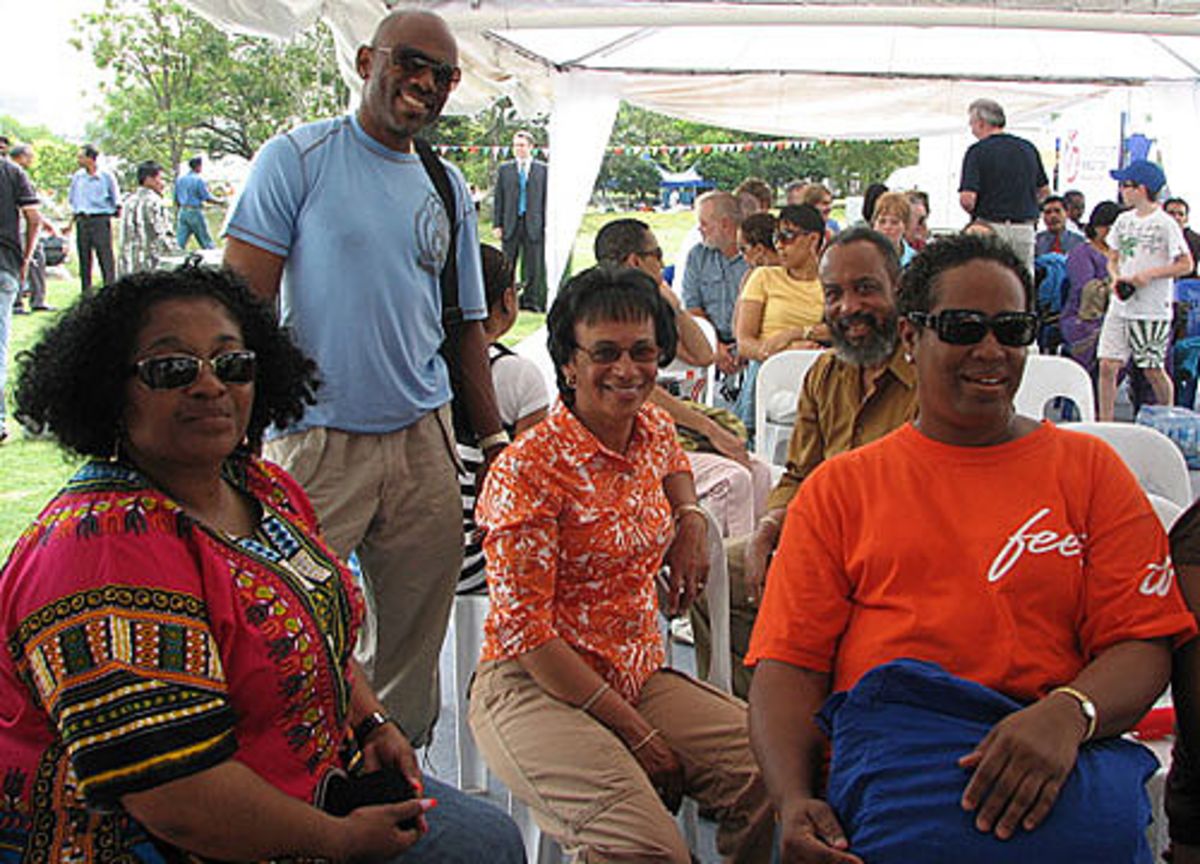 The families of Rodney Trott and Malachi Jones at the opening ceremony ...