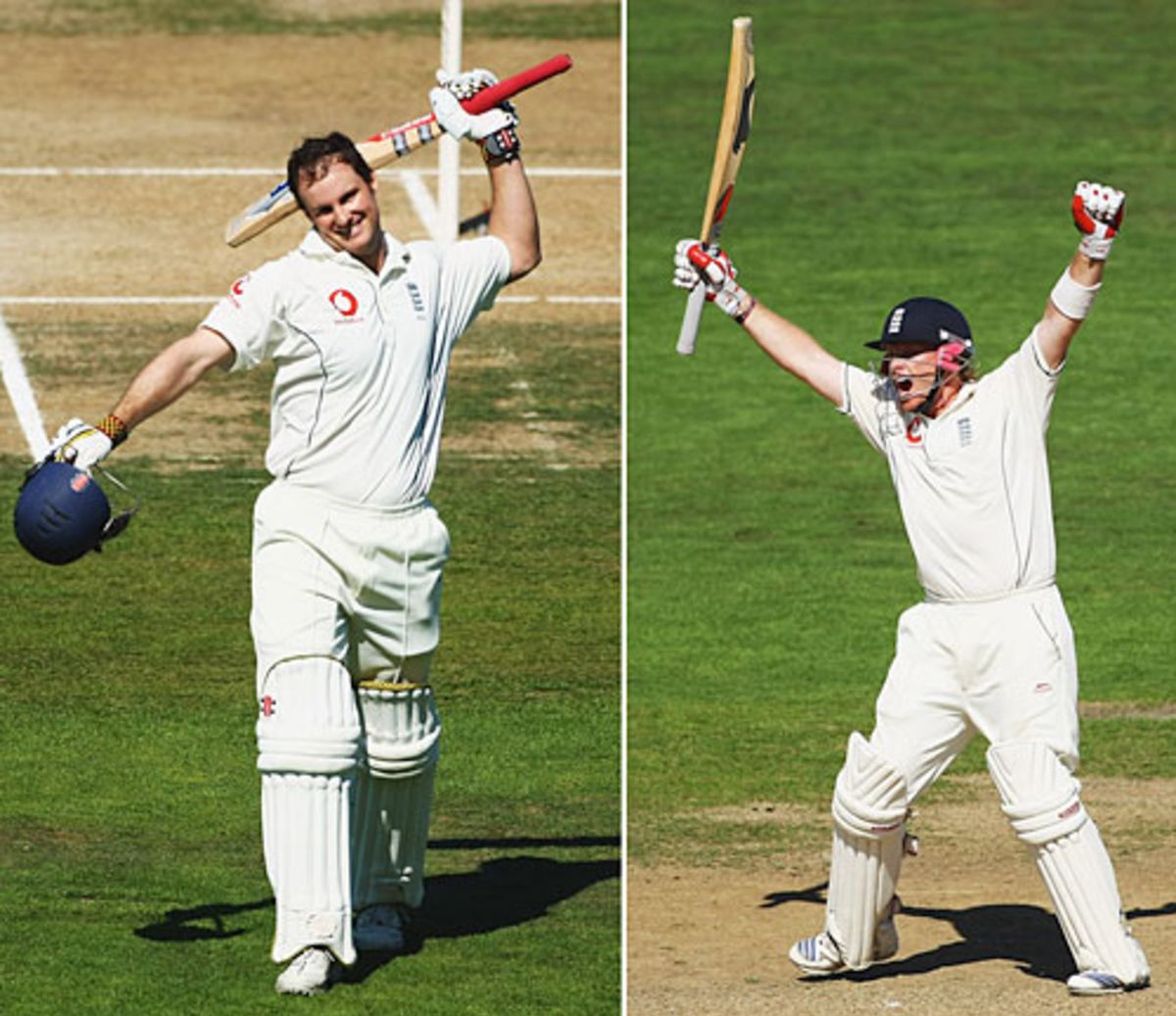 Double hundreds ...Ian Bell is congratulated by Andrew Strauss on ...