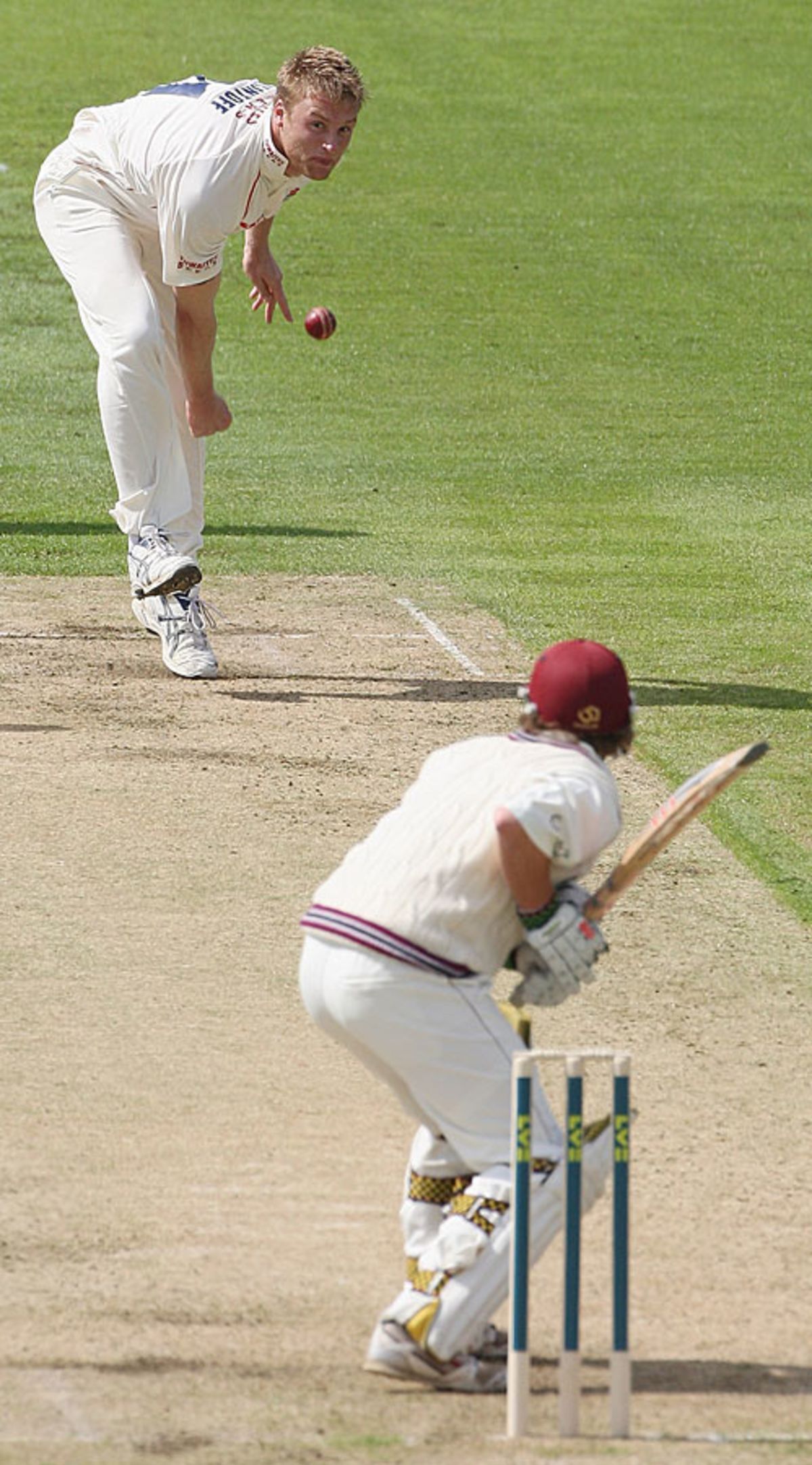 Marcus Trescothick biffs one through midwicket off the back foot ...