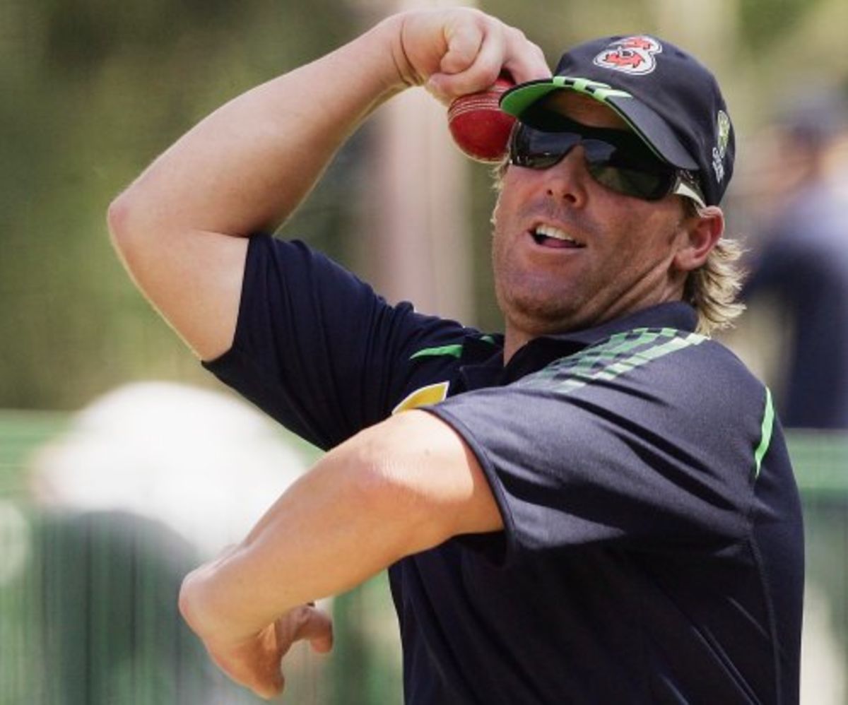 Shane Warne bowls in the presence of his mentor Terry Jenner ...