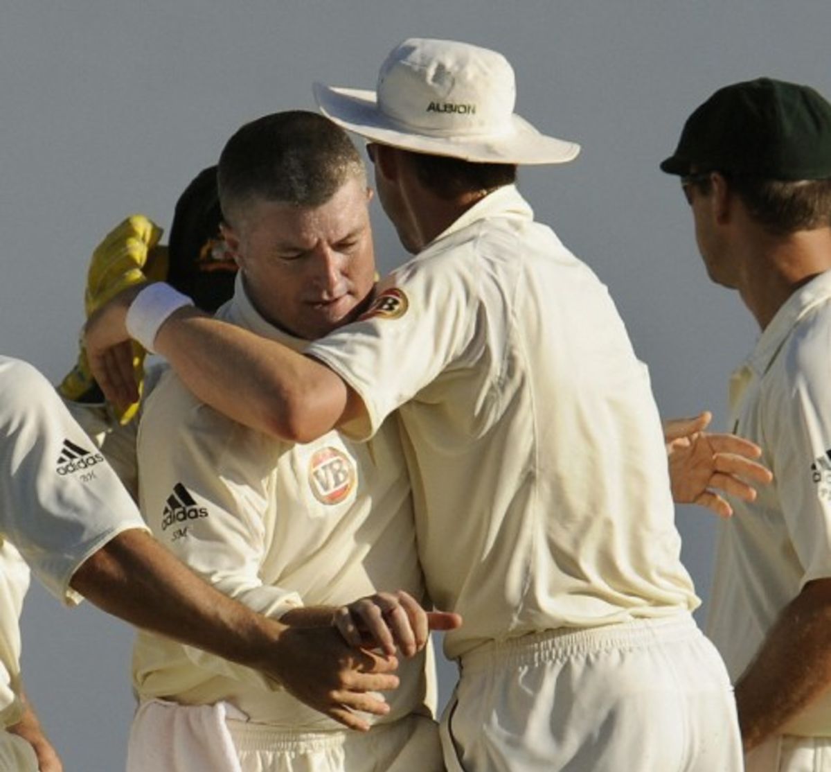 Stuart MacGill is congratulated after removing Ramnaresh Sarwan ...