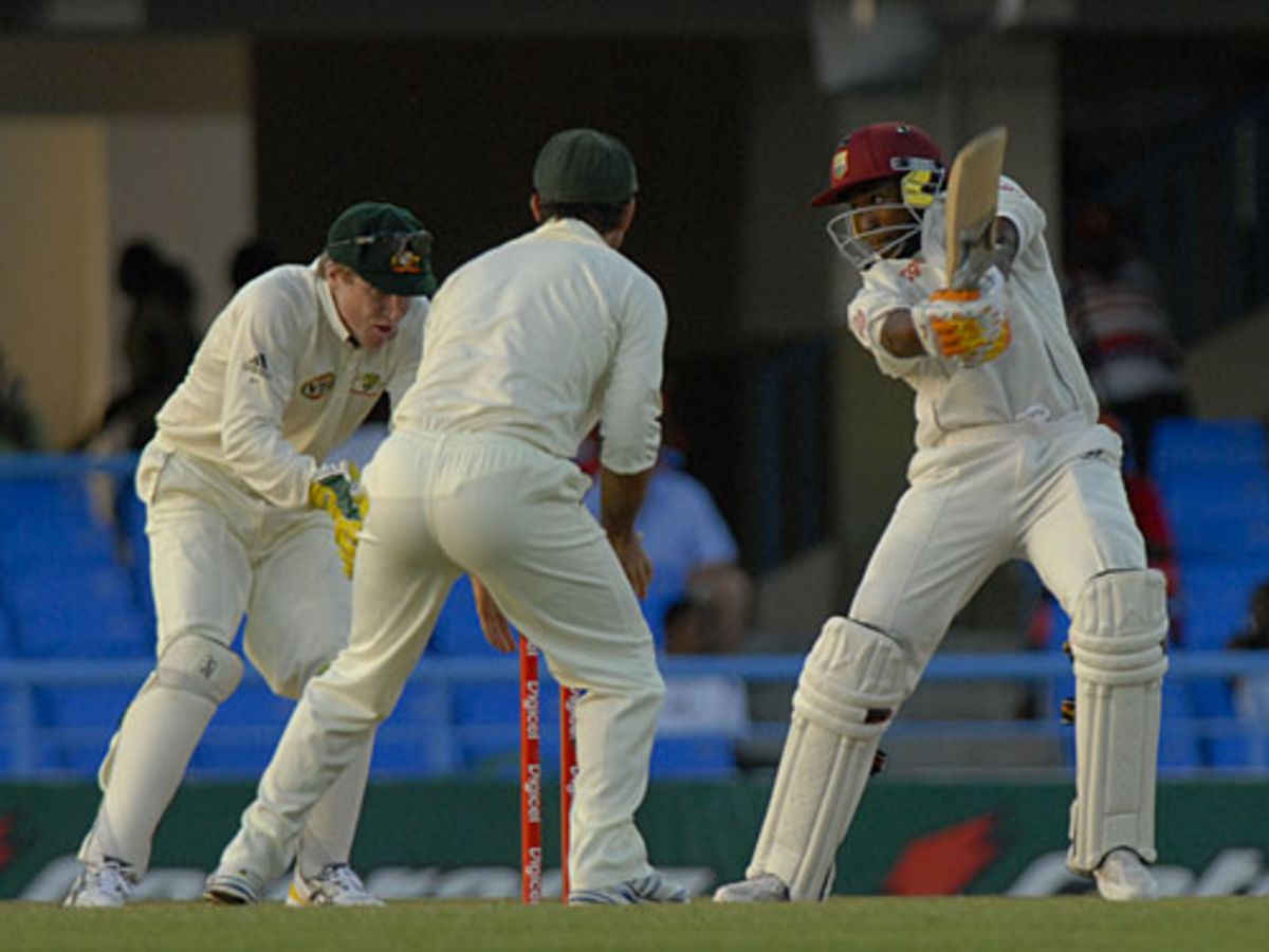 Michael Clarke dives at slip to take a catch to dismiss Ramnaresh ...