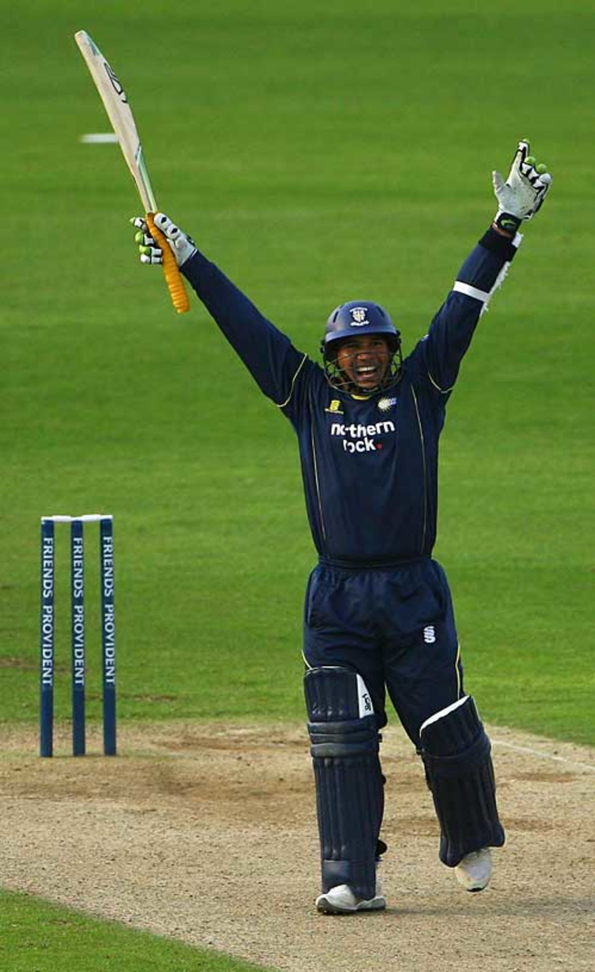 Gareth Breese celebrates hitting the winning runs | ESPNcricinfo.com