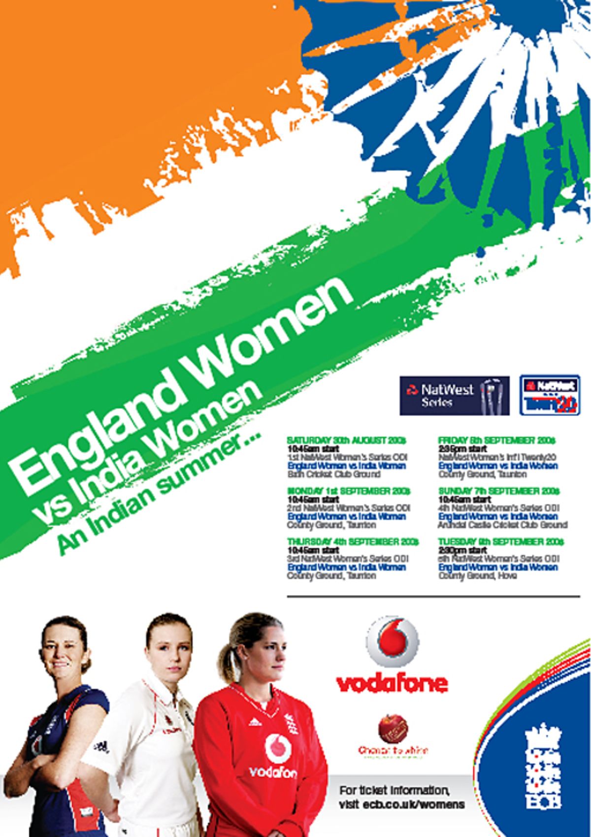 England women's poster for their series against India, featuring ...