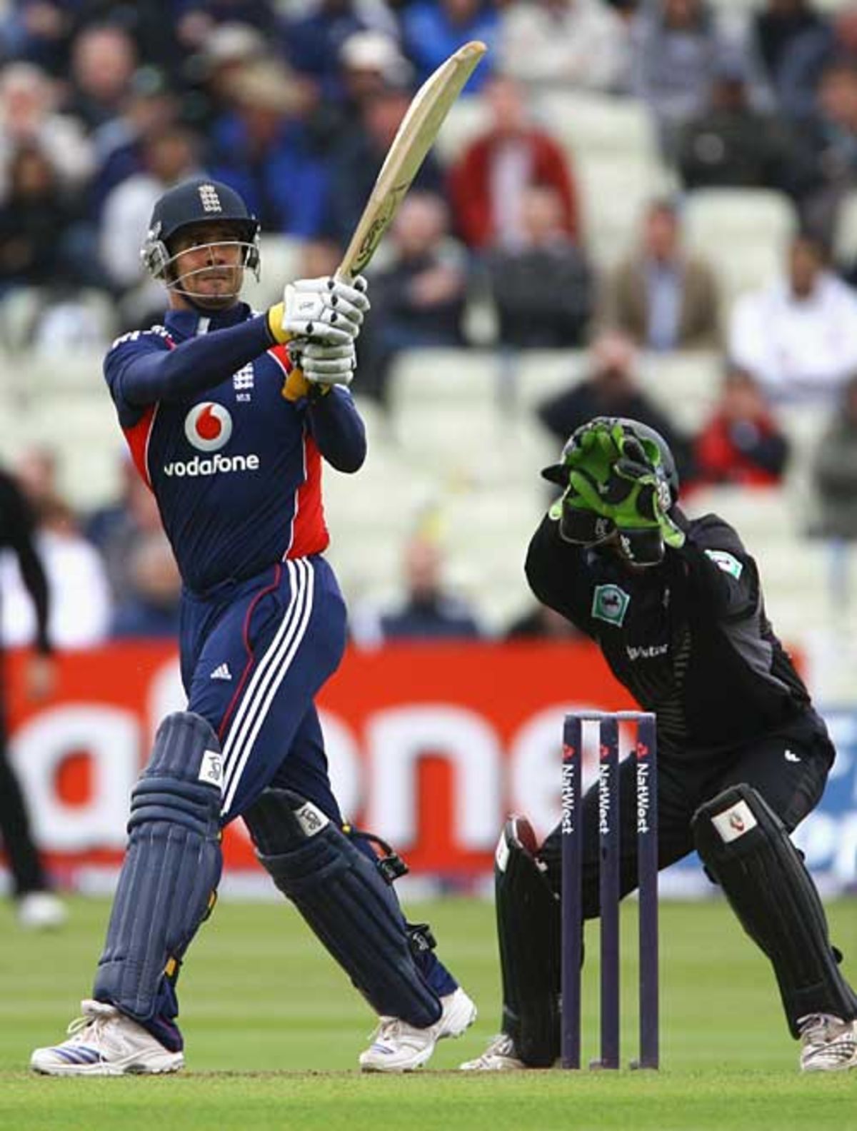 Owais Shah swings hard over the leg side | ESPNcricinfo.com