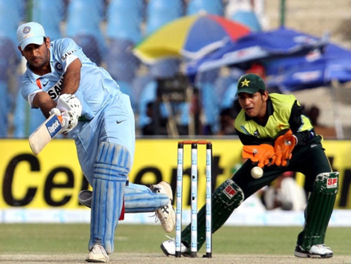 Mahendra Singh Dhoni pushes the ball to the leg side | ESPNcricinfo.com