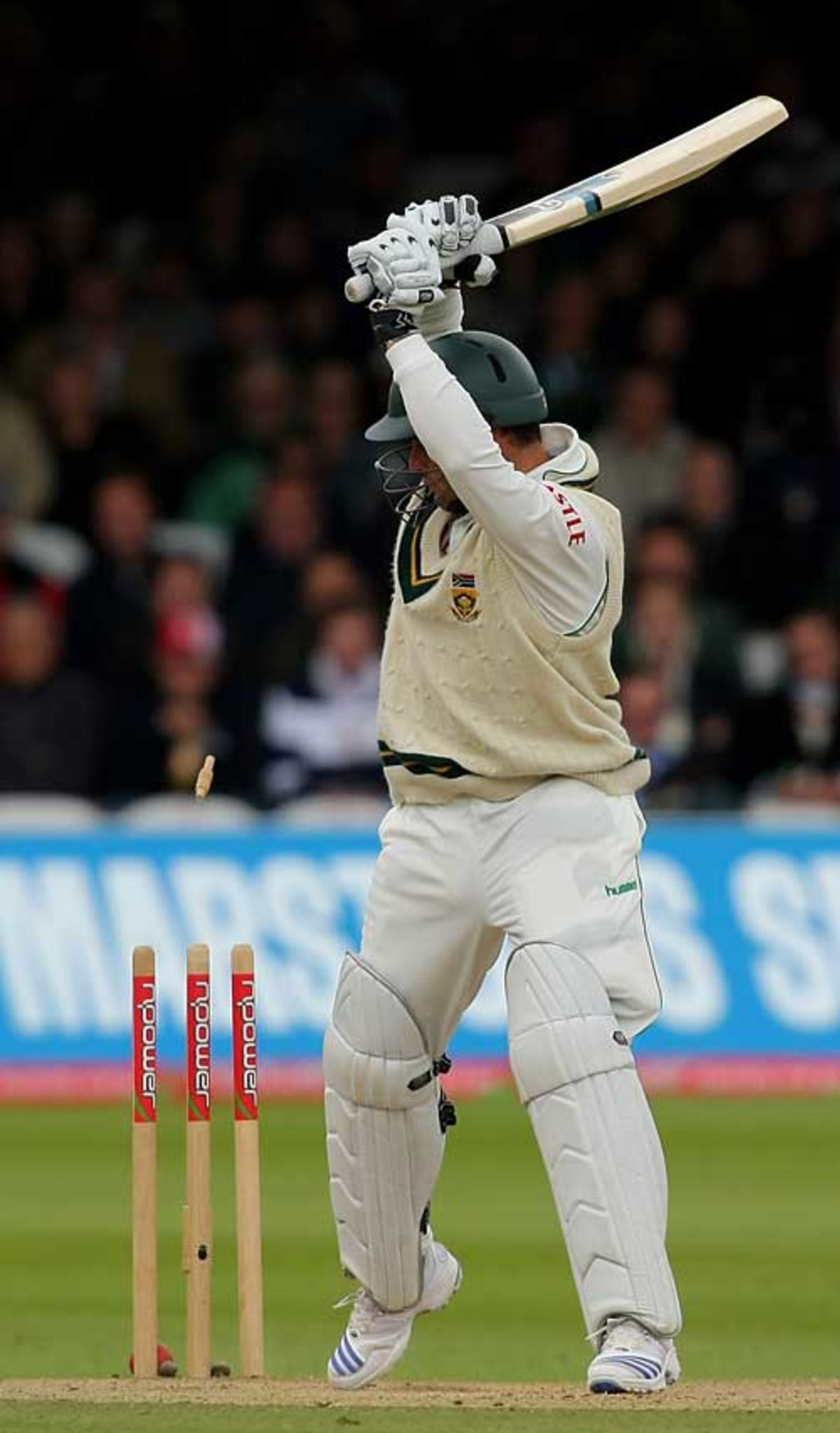 Mark Boucher's innings came to end with an inside edge into his stumps ...
