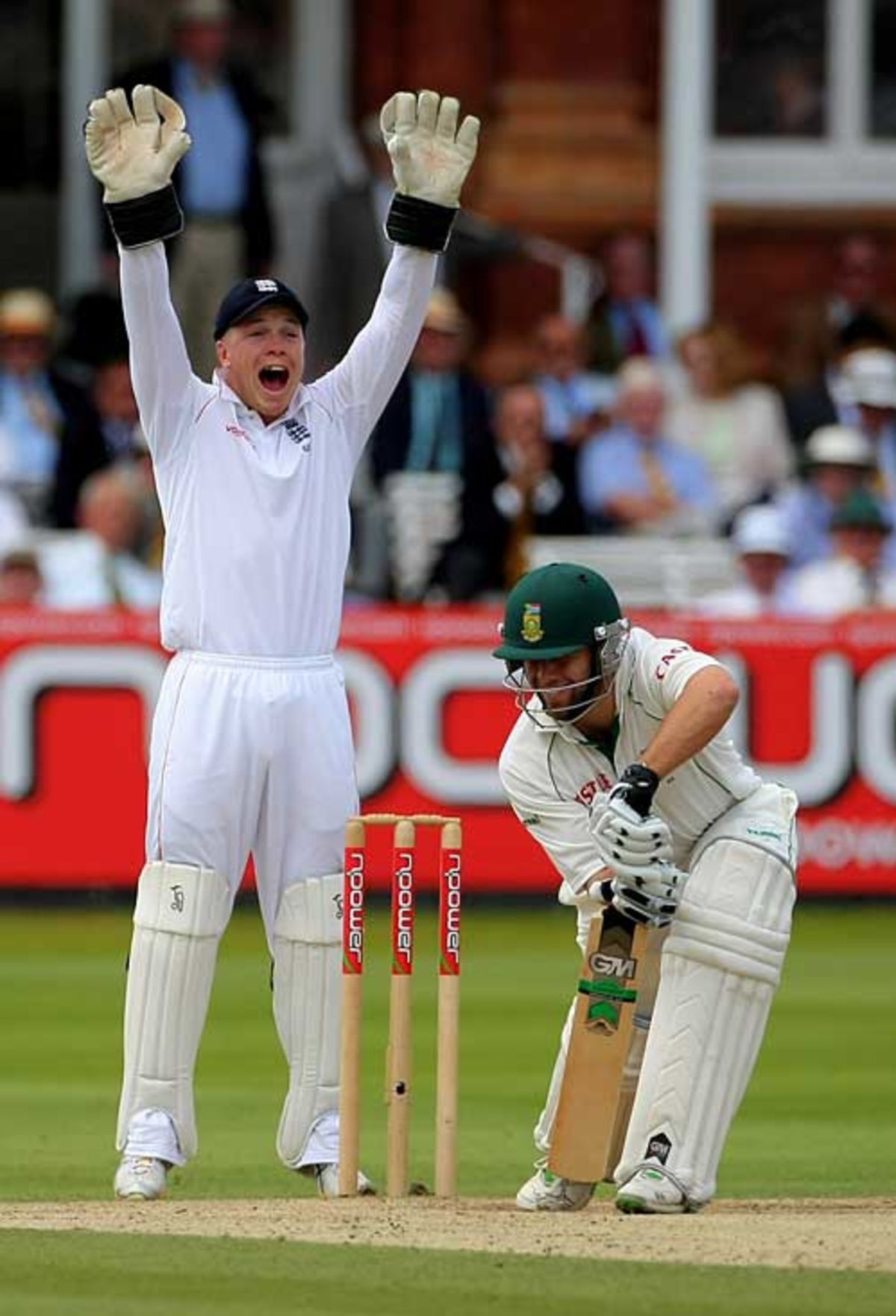 Monty Panesar thinks he has Neil McKenzie lbw, but the umpire disagreed ...