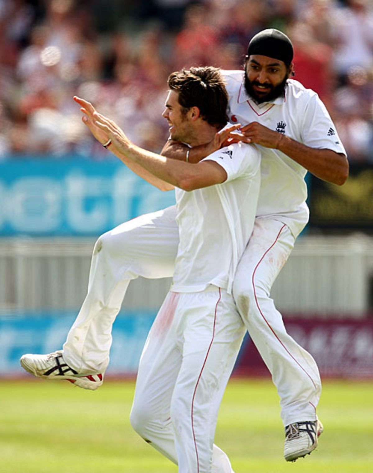 Monty Panesar flattens James Anderson who removed Ashwell Prince ...