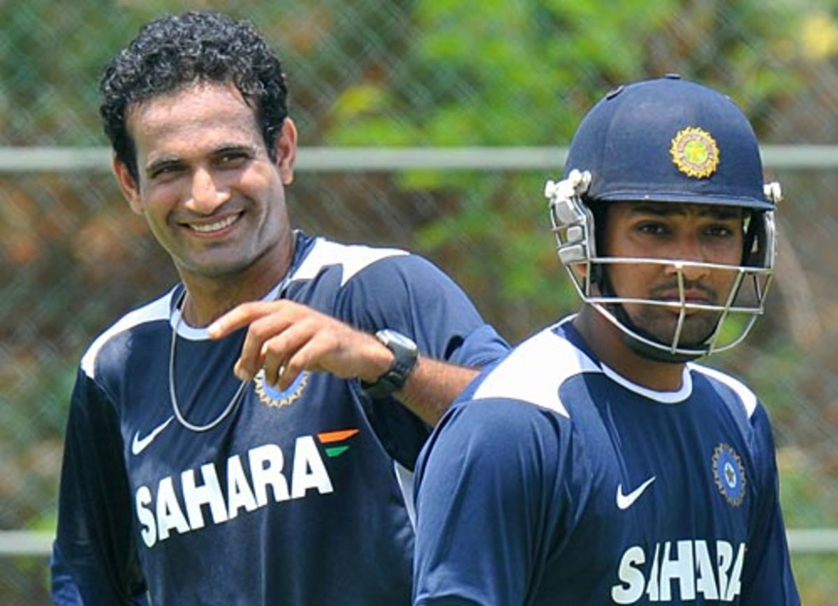 Irfan Pathan and Rohit Sharma share a light moment at practice | ESPNcricinfo.com