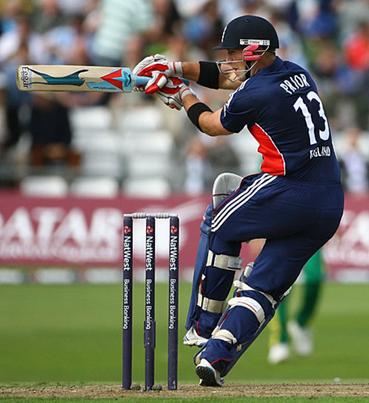 Matt Prior drives one-handedly and is caught at backward point for 42 ...