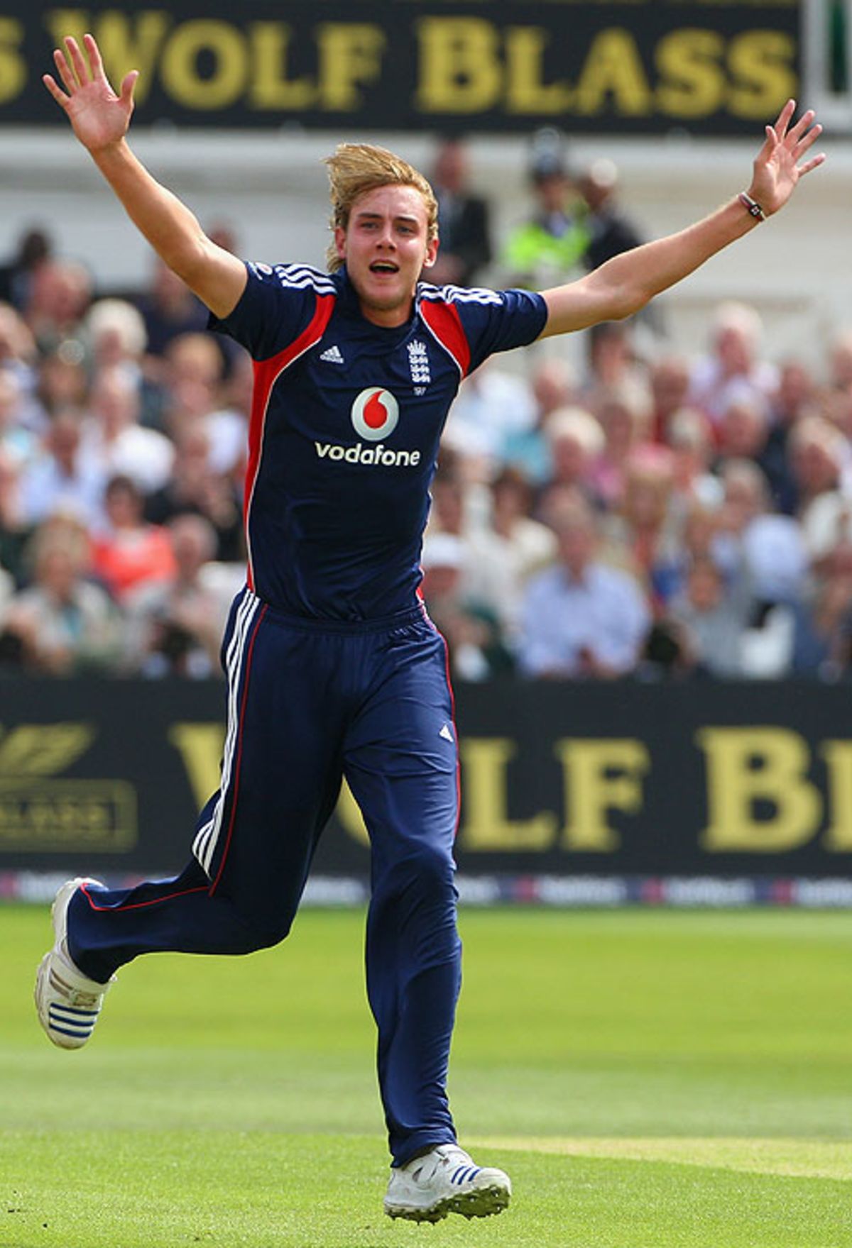 Stuart Broad celebrates another early wicket at Trent Bridge ...