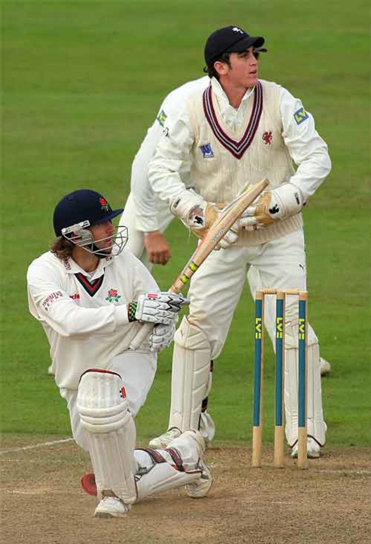 Luke Sutton took Lancashire into the lead with a stubborn 49 ...