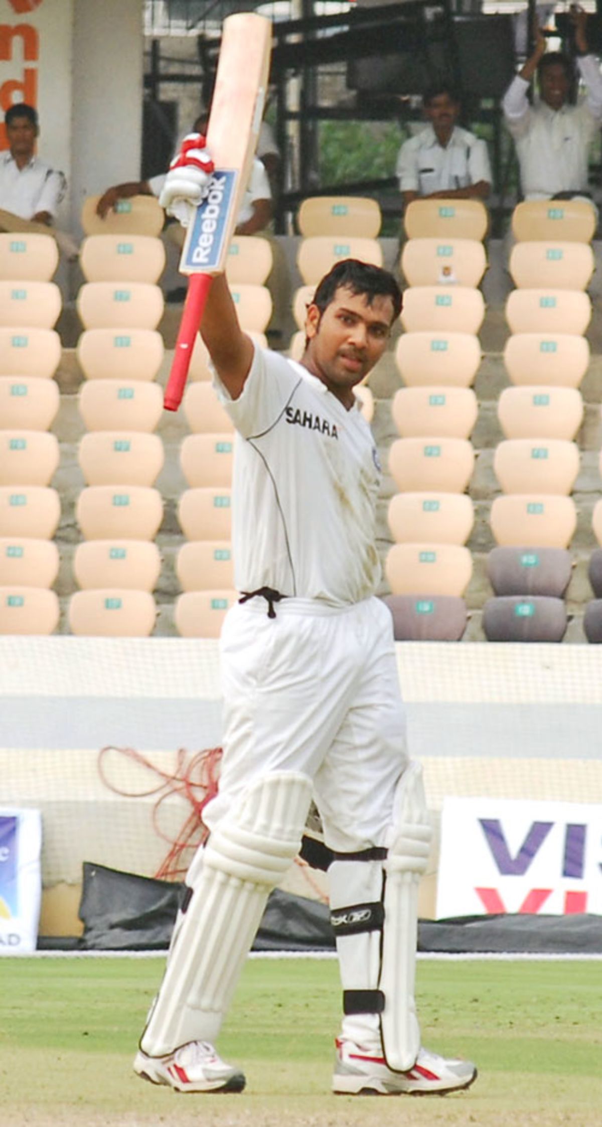 Rohit Sharma acknowledges the crowd after completing his hundred ... Rohit Sharma acknowledges the crowd after completing his hundred ...