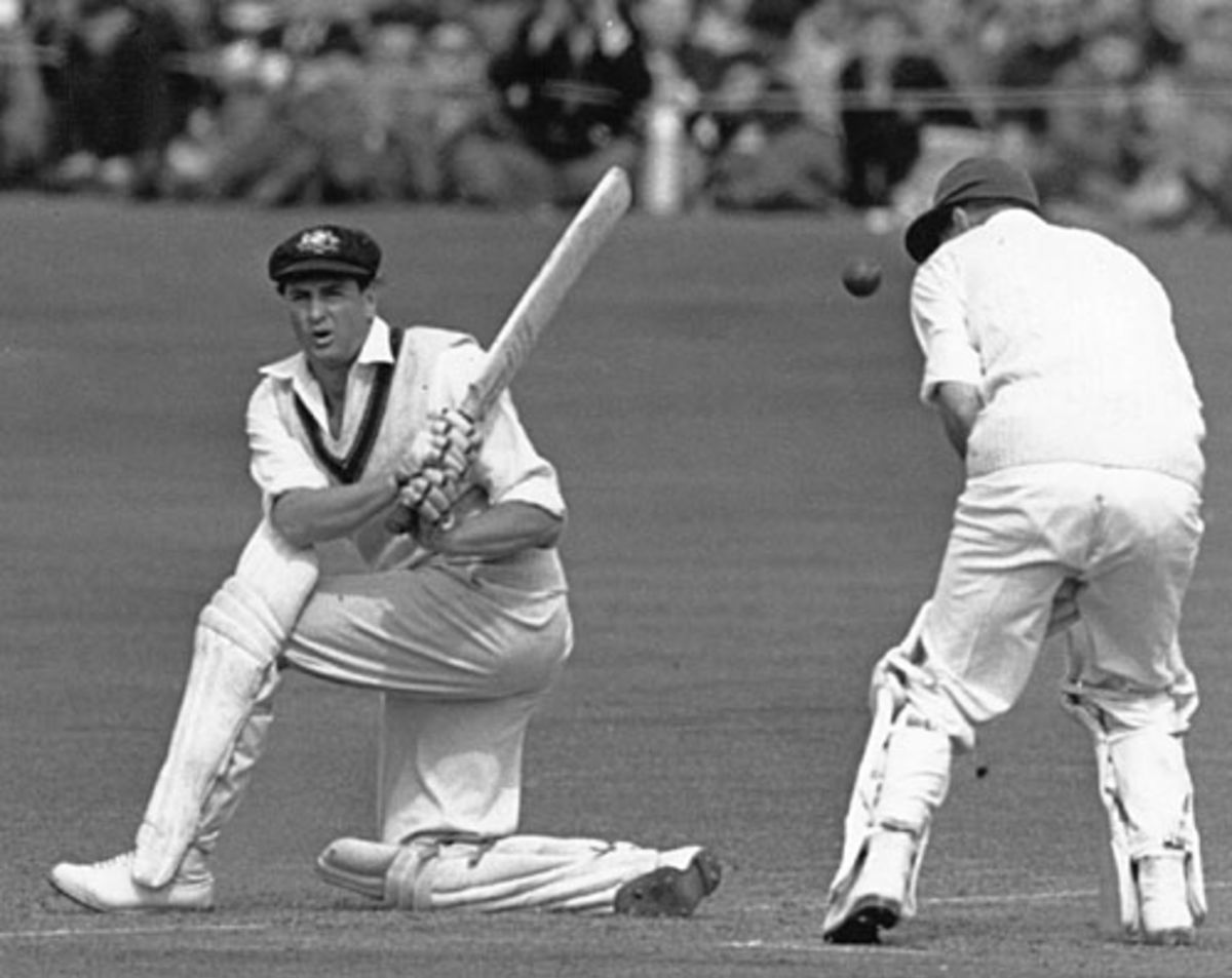 Keith Miller sweeps behind the wicket | ESPNcricinfo.com