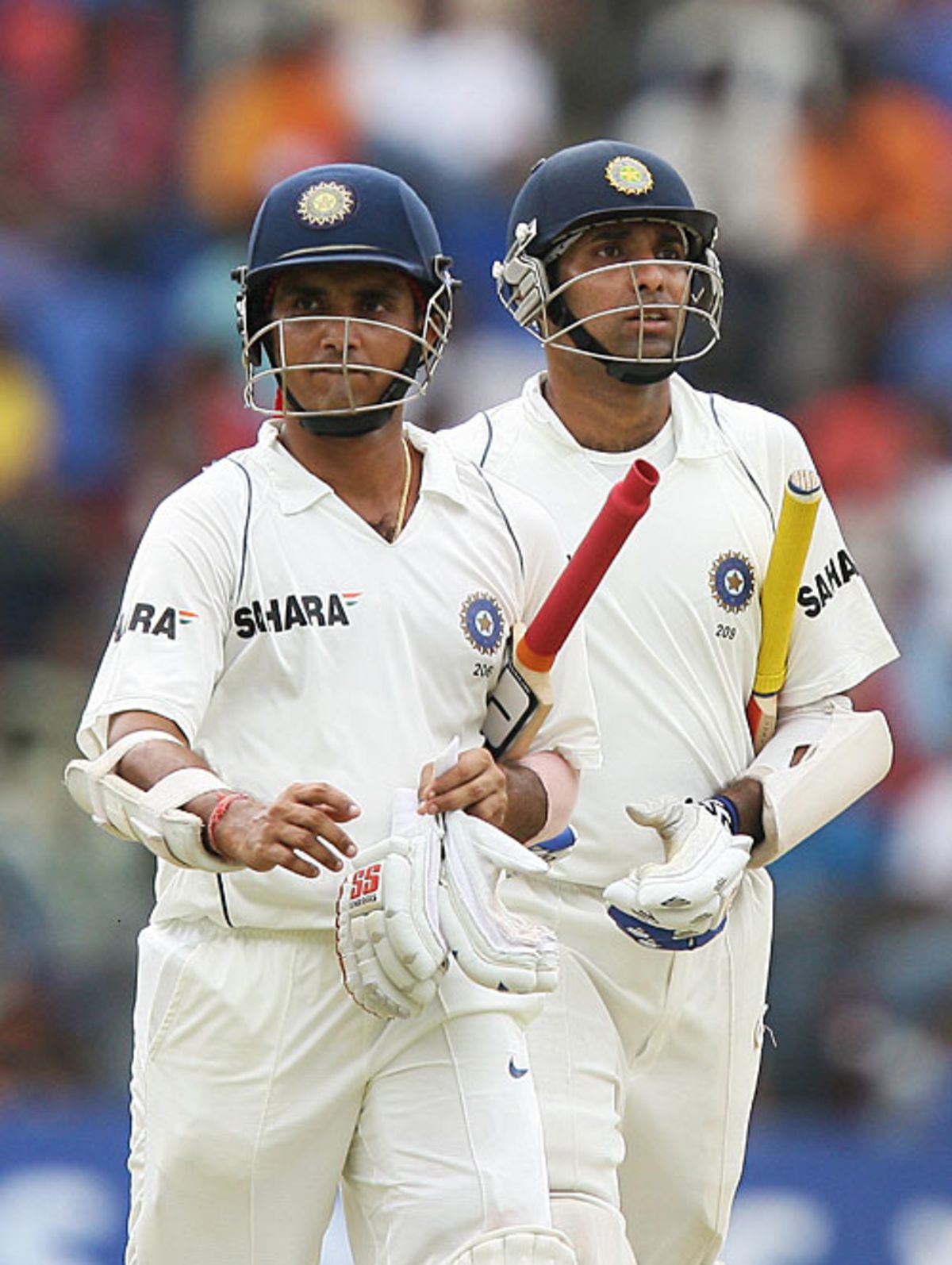 Sourav Ganguly and VVS Laxman walk back after the teams decided call it a draw | ESPNcricinfo.com