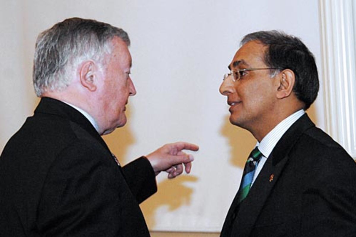 David Morgan and Haroon Lorgat come out of a press conference ...