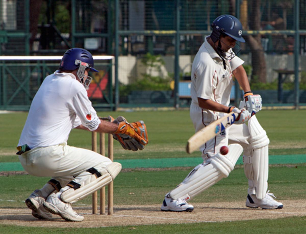 Tartars captain Ravi Lulla cuts the ball against CCC at KCC, 18.10.2008 ...
