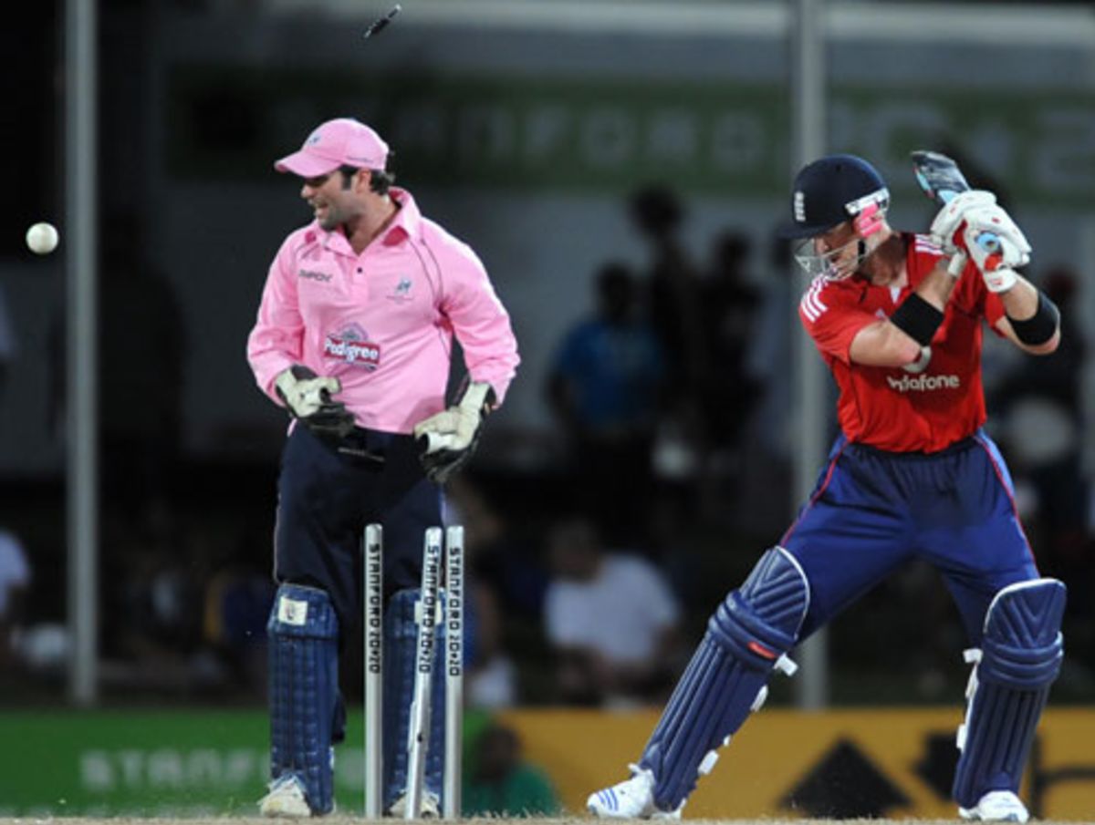Ben Scott celebrates stumping the departing Kevin Pietersen ...