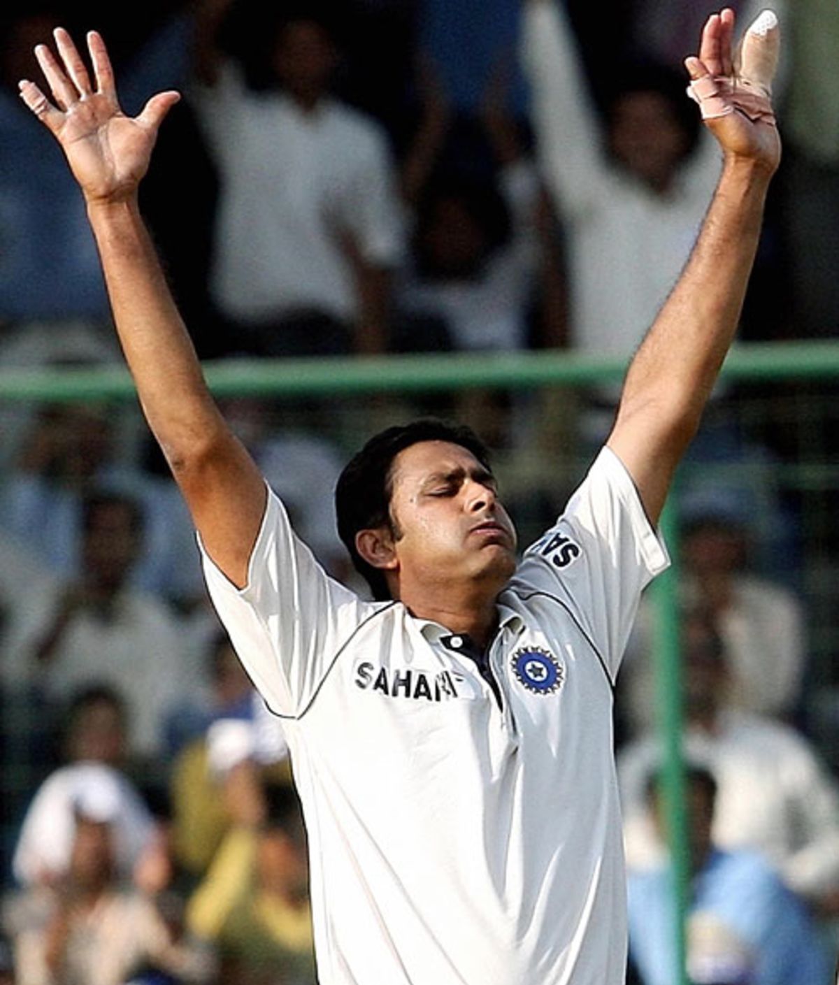 The relief is writ large on Anil Kumble's face after trapping Brett Lee ...