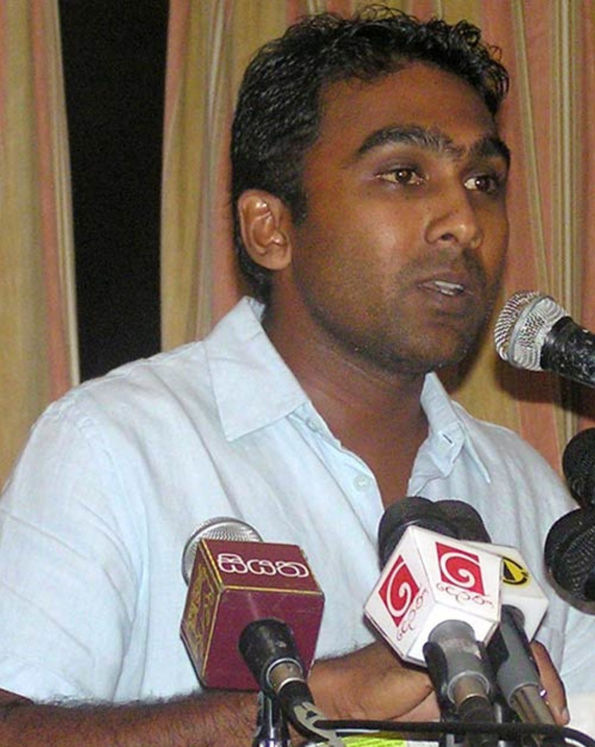 Mahela Jayawardene at a press conference called by the Sri Lanka ...