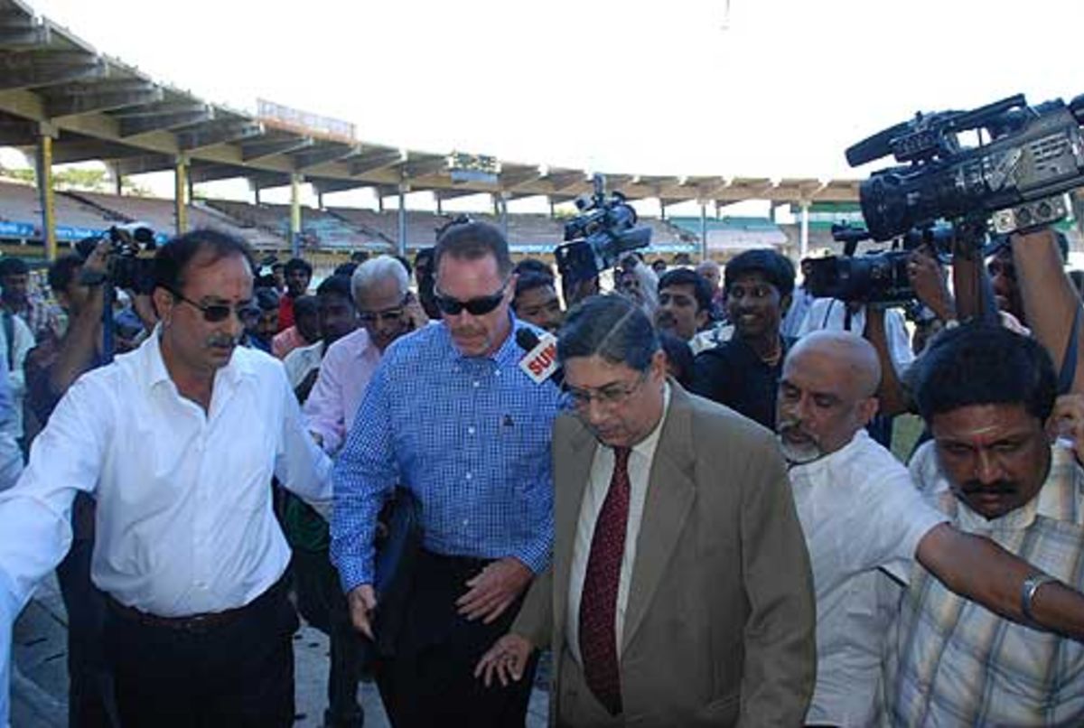 Reg Dickason and N Srinivasan do a recce of the security arrangements ...