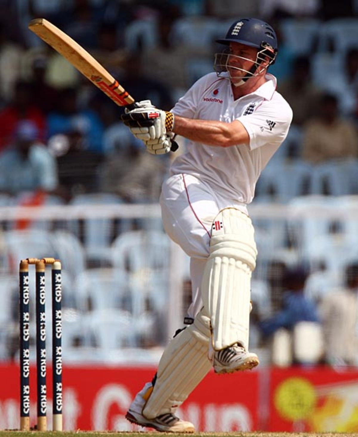 A security guard stands vigil atop a high vantage point at Chepauk ...