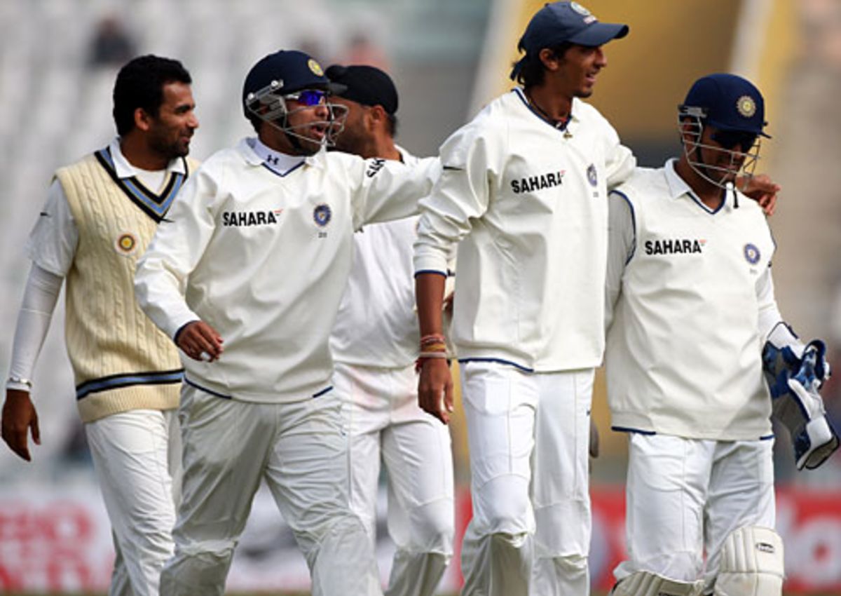 Monty Panesar is caught by Gautam Gambhir at forward short leg ...