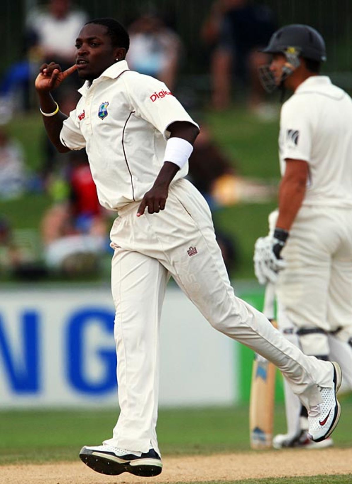 Fidel Edwards kicks off the celebrations after removing Jamie How ...